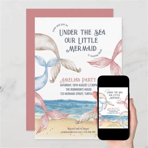 Mermaid Tails Beach Party Birthday Invitation Zazzle