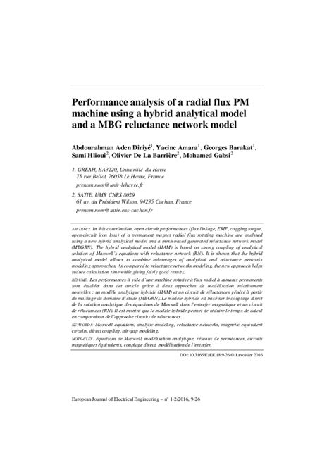 Pdf Performance Analysis Of A Radial Flux Pm Machine Using A Hybrid Analytical Model And A Mbg