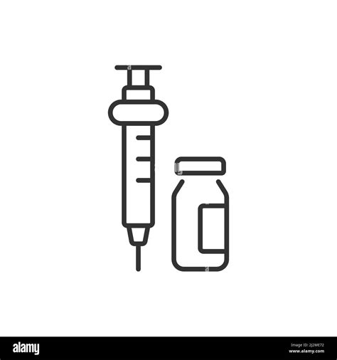 Icône Vecteur Bouteille Dinsuline Et Seringue Contour Du Signe Plat