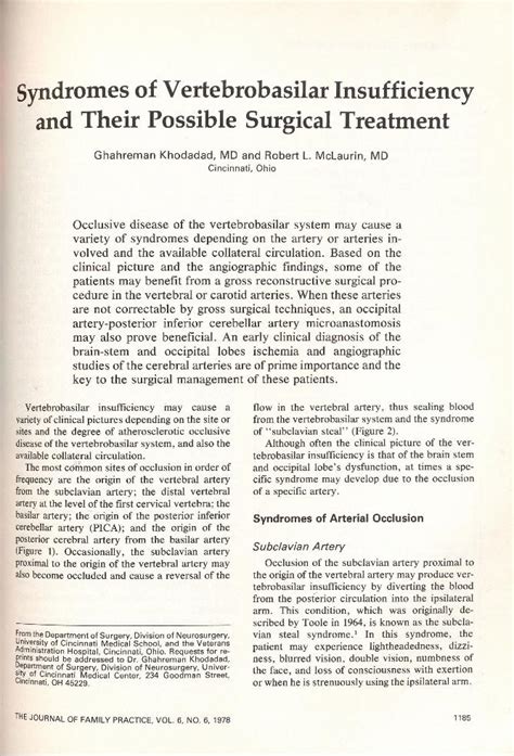 Pdf Syndromes Of Vertebrobasilar Insufficiency And Their Dokumentips