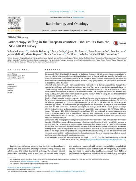 Pdf Radiotherapy Staffing In The European Countries Final Results From The Estro Hero Survey