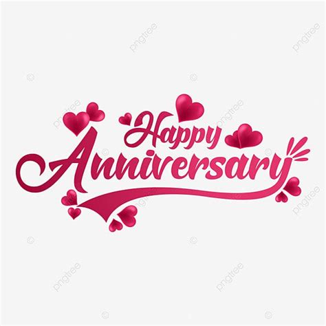 Happy Anniversary Beautiful Heart Pink Typography Vector And Png In