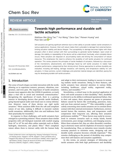 PDF Towards High Performance And Durable Soft Tactile Actuators