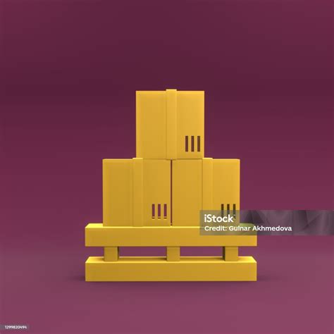 상자 아이콘이 있는 3d 창고 팔레트 3d 렌더링 창고 팔레트 아이콘 상자 아이콘이 있는 격리된 3d 웨어하우스 팔레트입니다 0
