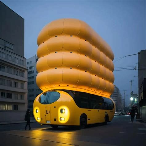 futuristic school bus concept created by ai uses inflatable pieces for