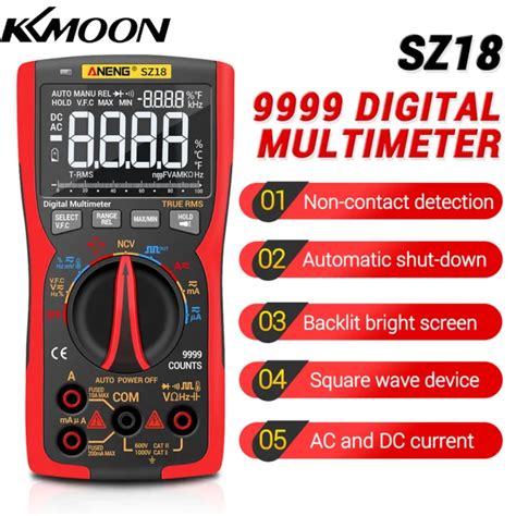 Kkmoon Aneng Sz18 Digital Multimeter 9999 Counts T Rms Lcd Universal Tester Ac Dc Voltage