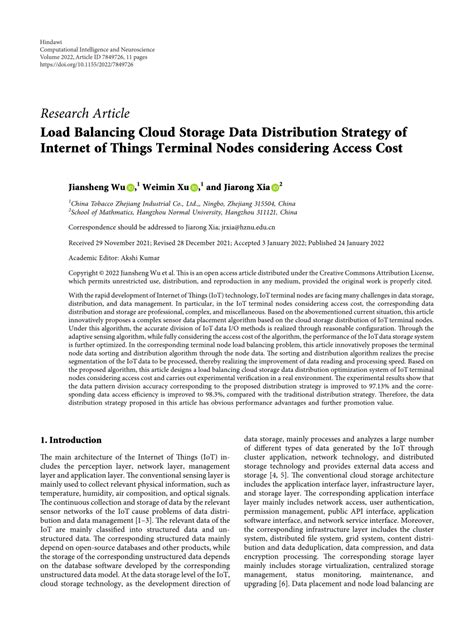 Pdf Load Balancing Cloud Storage Data Distribution Strategy Of Internet Of Things Terminal