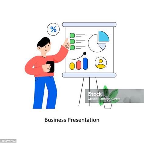 비즈니스 프리젠 테이션 플랫 스타일 디자인 벡터 일러스트 레이 션입니다 스톡 일러스트레이션 그래프에 대한 스톡 벡터 아트 및