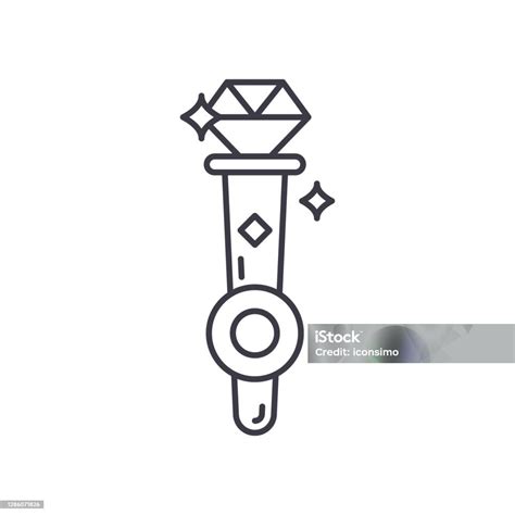皇家魔杖圖示線性隔離插圖細線向量網頁設計符號輪廓概念符號與可編輯的描邊在白色背景向量圖形及更多權杖圖片 權杖 一組物體 中古時代