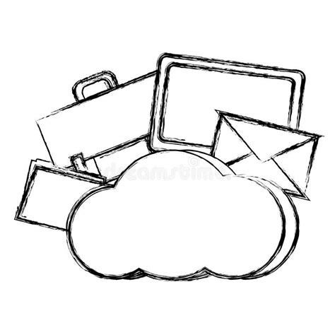 Grunge Cloud Data Network Connection Server Stock Vector Illustration