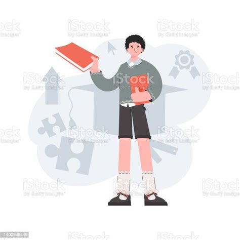 그 남자는 책으로 완전히 성장하고 있습니다 온라인 학교 프리젠 테이션 사이트를위한 요소 개념에 대한 스톡 벡터 아트 및 기타 이미지 Istock