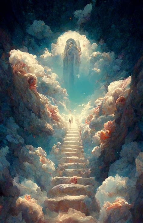 Aigenerated Stairway To Heaven Poster Wall Decoration Etsy In 2022 Heaven Art Fantasy