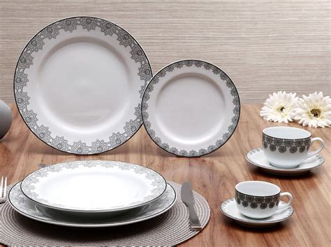 Aparelho de Jantar Chá Café 42 Peças Schmidt Porcelana Redondo Branco