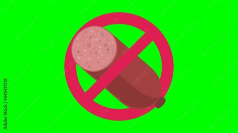 Animation Of Appearing And Disappearing Ban Sausage On Blue Background