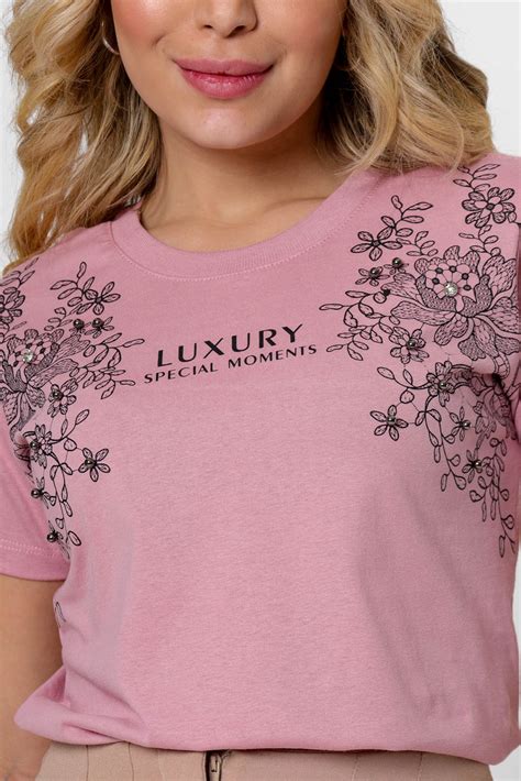 T Shirt Luxury Flores Perolas Rosa Seco Atacado Tshirt Use Criativa