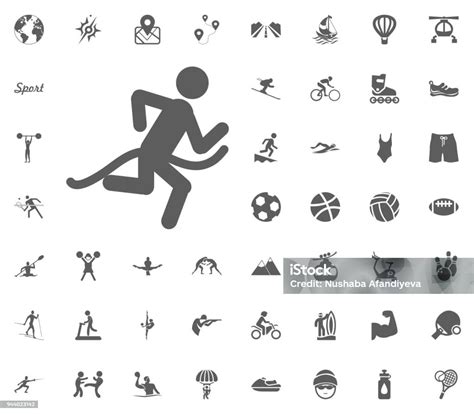 조깅 아이콘입니다 아이콘을 실행합니다 스포츠 일러스트 벡터 아이콘 설정합니다 48 스포츠 아이콘의 집합입니다 개념에 대한 스톡 벡터 아트 및 기타 이미지 Istock
