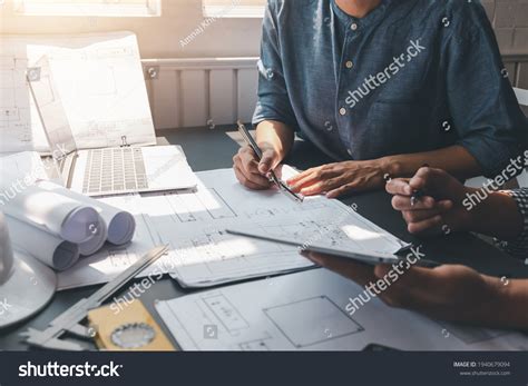 Architect Man Drafting Construction Project Working Stock Photo 1940679094 Shutterstock