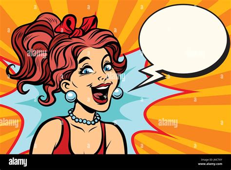 Close Up Fröhliche Frau Comic Buch Cartoon Pop Art Retro Farbigen