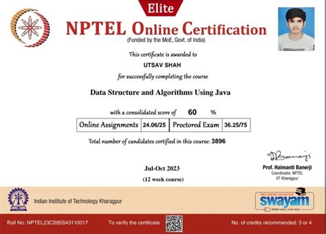 i passed nptel data structures and algorithms by iit utsav shah