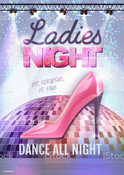 디스코 공 배경입니다 디스코 파티 포스터 숙녀 밤입니다 여성의 날 파티 숙녀들의 밤에 대한 스톡 벡터 아트 및 기타 이미지 숙녀들의 밤 포스터 파티 Istock