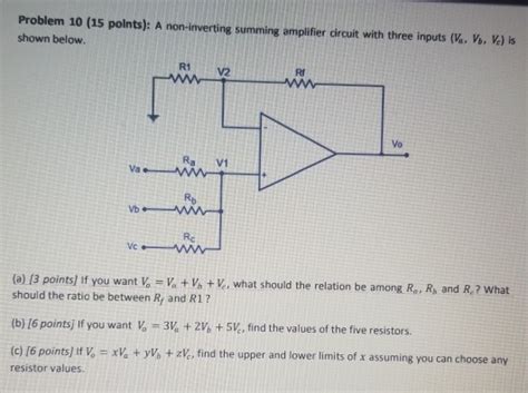 Solved Problem O Polnts A Non Inverting Summing Chegg Com
