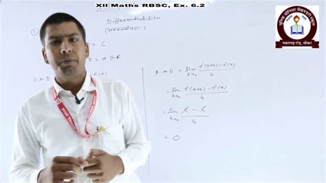MATHEMATICS CH 6 EX 6 2 DIFFERENTIABILITY QUESTION 1 CLASS 12 BY KAMLESH SIR YouTube
