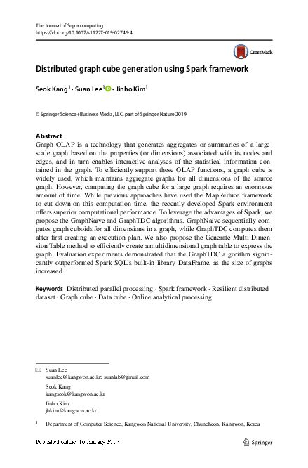 Pdf Distributed Graph Cube Generation Using Spark Framework
