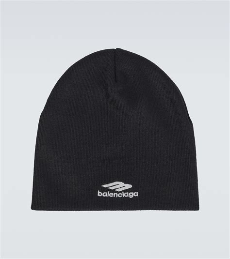 B Sports Icon Ribbed Knit Beanie In Black Balenciaga Mytheresa