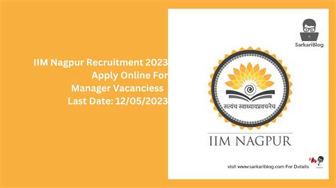 Iim Nagpur Recruitment 2023 Apply Online Manager Vacancies