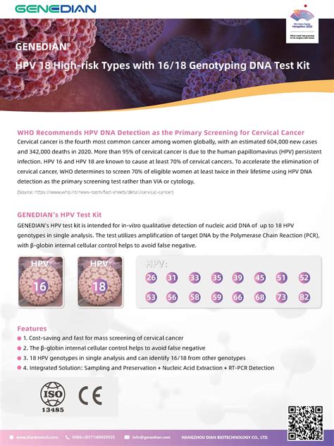 Hpv 18 High Risk Types With 1618 Genotyping Dna Test Kit 216 China