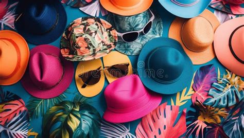 Fashionable Straw Hat Sunglasses And Swimwear Generated By Ai Stock