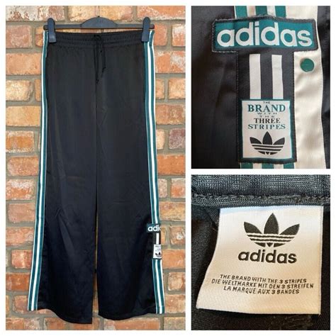 Adidas Adibreak Poppers Flared Tracksuit Bottoms Size Xs Uk 6 Black