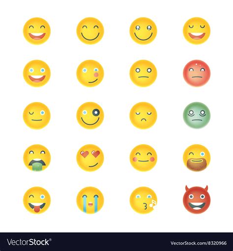 Emoticons Collection Set Emoji Different Vector Image