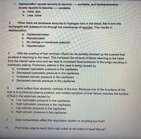 Solved Excitable And Hyperpolarization 1 Depolarization