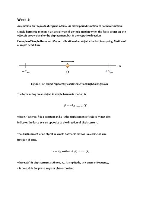 Class Lecture Week 1 Physics Week 1 Any Motion That Repeats At