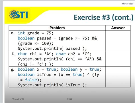Solved Marker Tools Sti Exercise 3 Cont Answer Problem