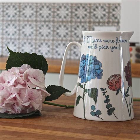 Personalised Hydrangea And Peony Flower Jug By Sparkle Ceramics