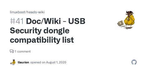 Doc Wiki USB Security Dongle Compatibility List Issue 41