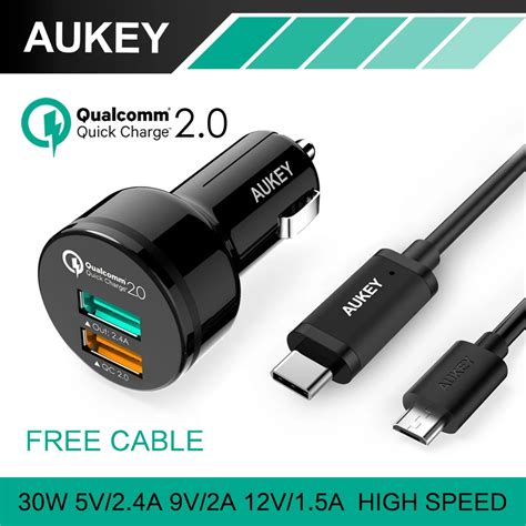 Aukey Usb C Car Charger W Dual Usb Port With One Built In M Type C Cable For Nexus P Nexus