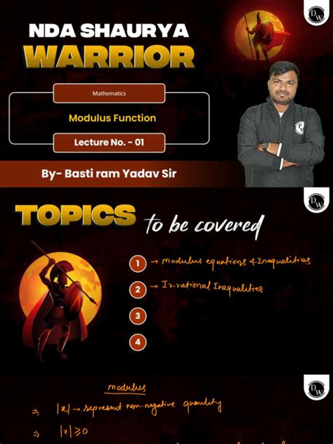 Modulus Function 01 Class Notes Pdf