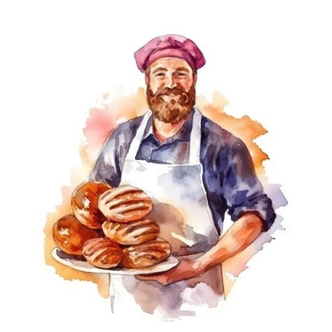 Premium Vector Watercolor Vector Baker On White Background