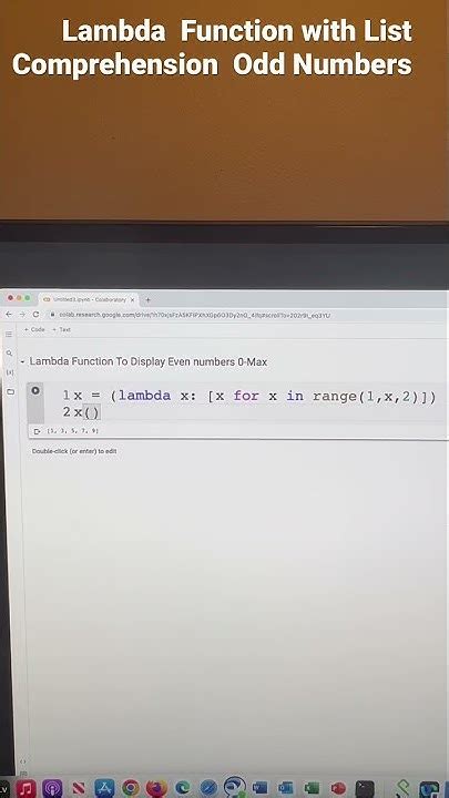 Lambda Function With List Comprehension Display Odd Numbers 1 Max Range