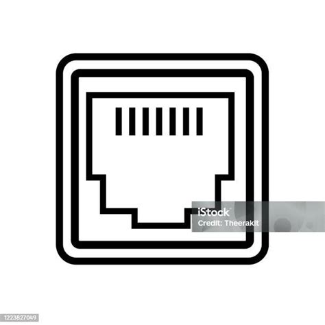 白色背景上的 Lan 網路埠圖示平面風格網站設計徽標應用ui 的區域網連接器圖示網路埠符號網路乙太網路埠符號向量圖形及更多圖示圖片 Istock