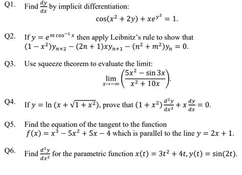solved q1 find dxdy by implicit differentiation