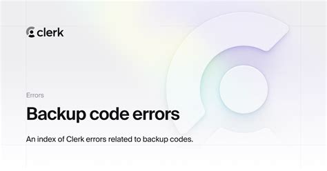 Errors Backup Code Errors