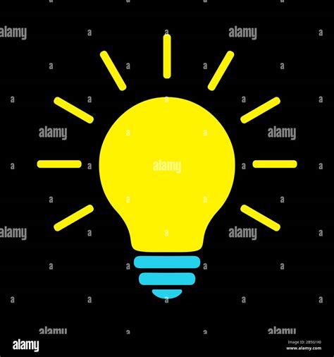 Lighting Electric Lamp With Rays Simple Pictogram Light Bulb Yellow
