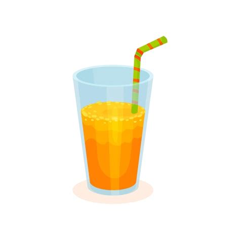 Premium Vector Fresh Orange Juice In A Glass Vector Illustration On A