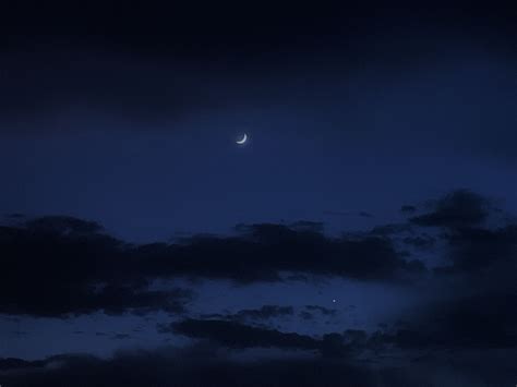 Moon And Venus In The Night Sky