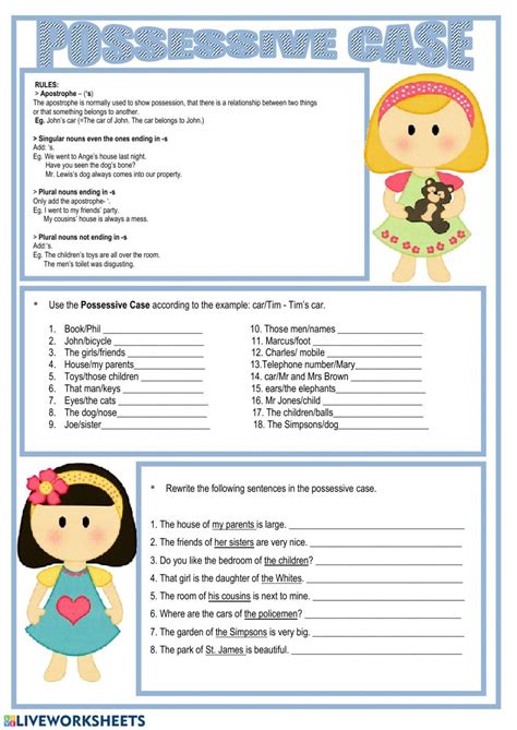 Possessive Case Exercises Elementary Genitive Possessive C
