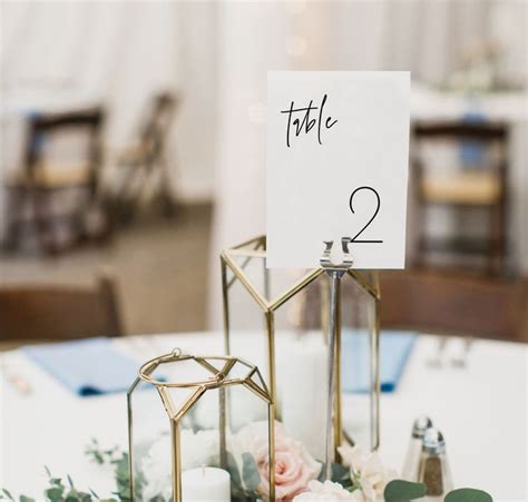 Minimalist Wedding Table Number Template Modern Wedding Table Number